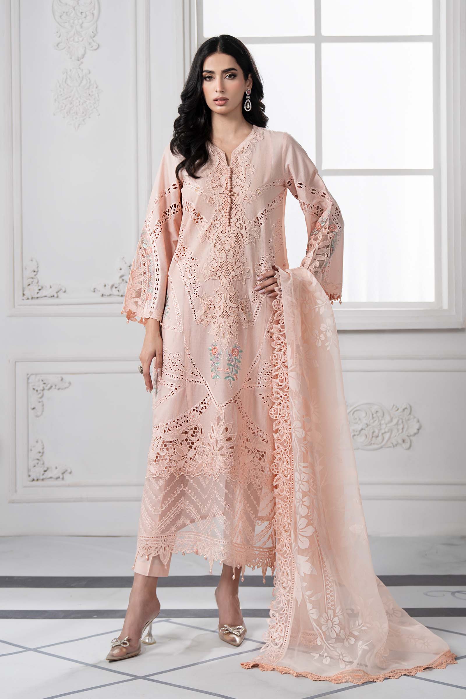 3 Piece Embroidered Dobby Lawn Suit | DS-2513-A – Maria.B. Designs (AE)