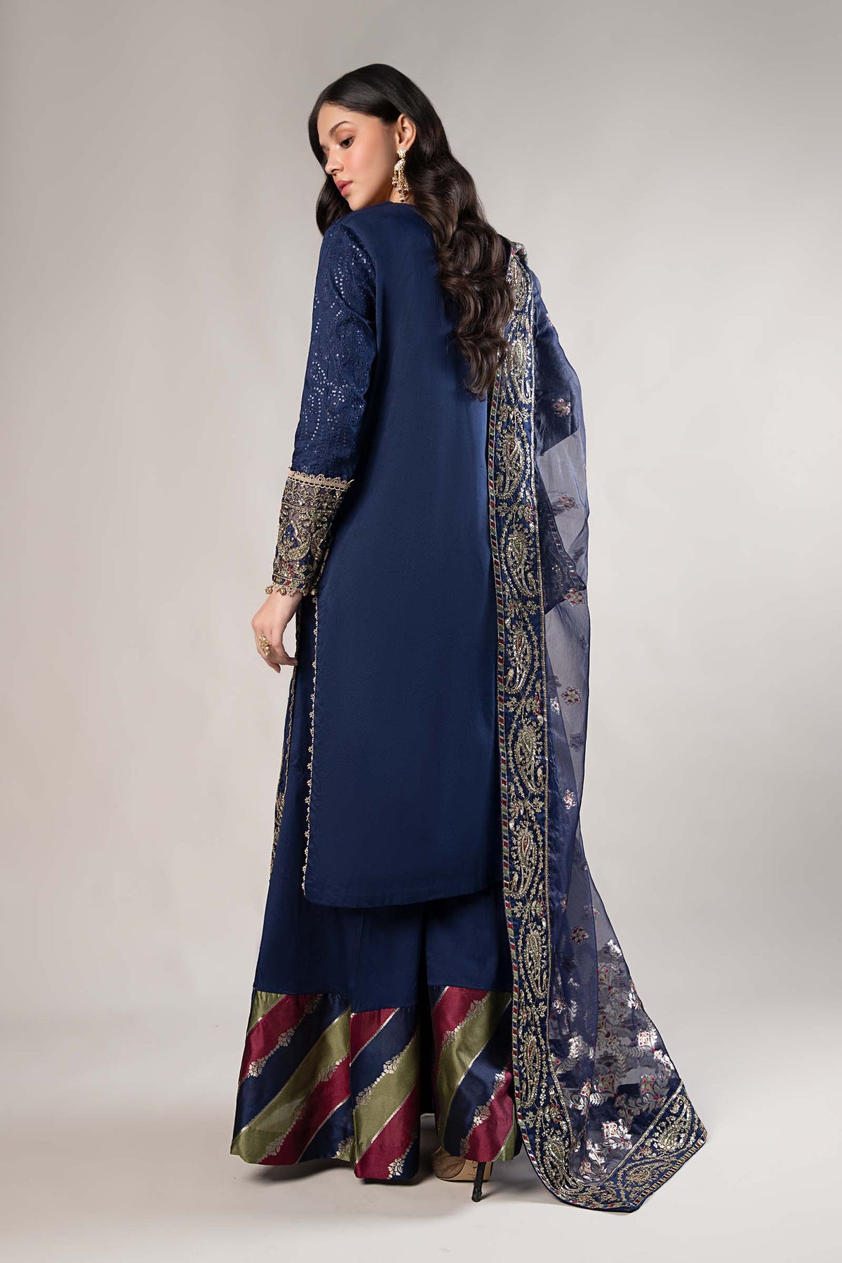 3 Piece Embroidered Cotton Satin Suit | CSS-804 – Maria.B. Designs (AE)