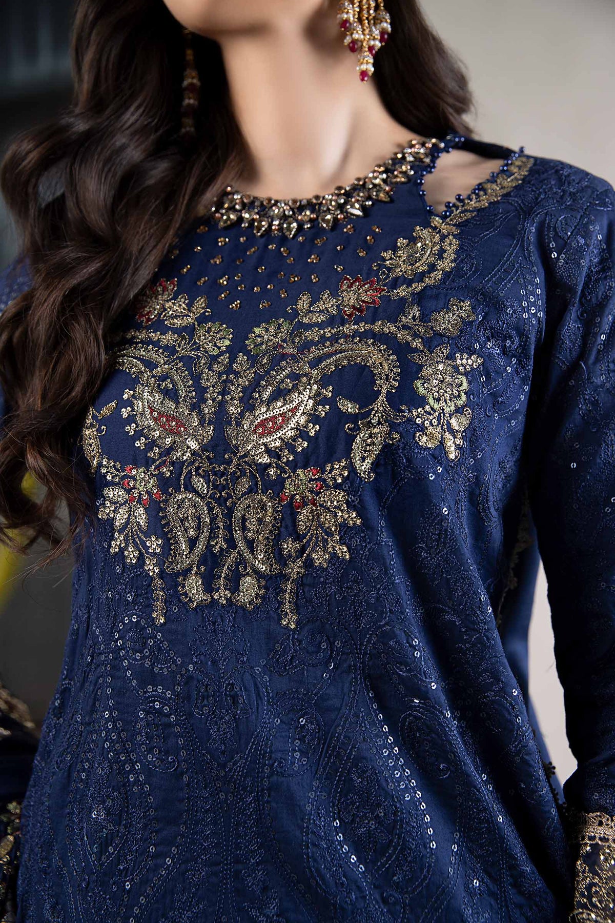 3 Piece Embroidered Cotton Satin Suit | CSS-804 – Maria.B. Designs (AE)