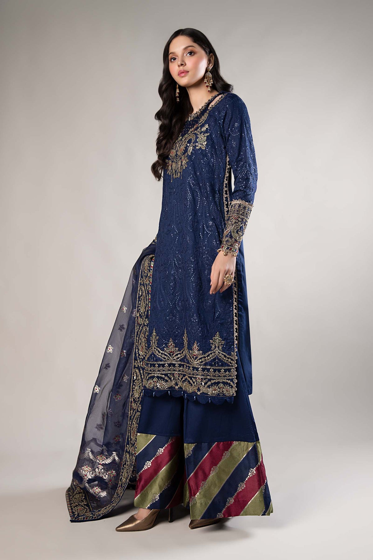3 Piece Embroidered Cotton Satin Suit | CSS-804 – Maria.B. Designs (AE)