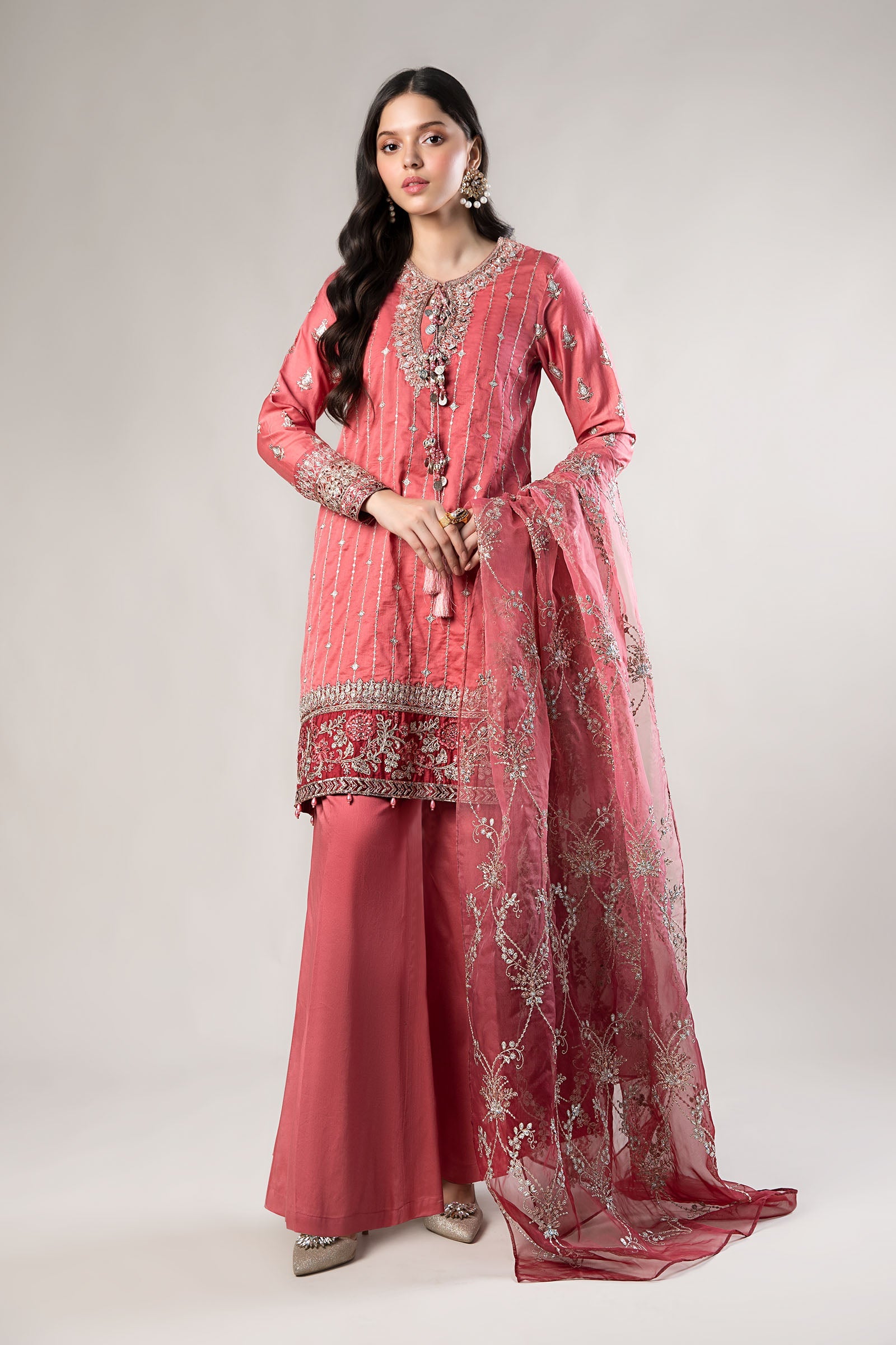 3 Piece Embroidered Cotton Satin Suit | CSS-809 – Maria.B. Designs (AE)