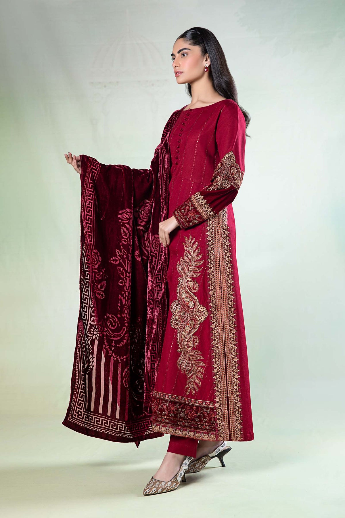 3 Piece Embroidered Khaddar Suit | DW-W24-146 – Maria.B. Designs (AE)