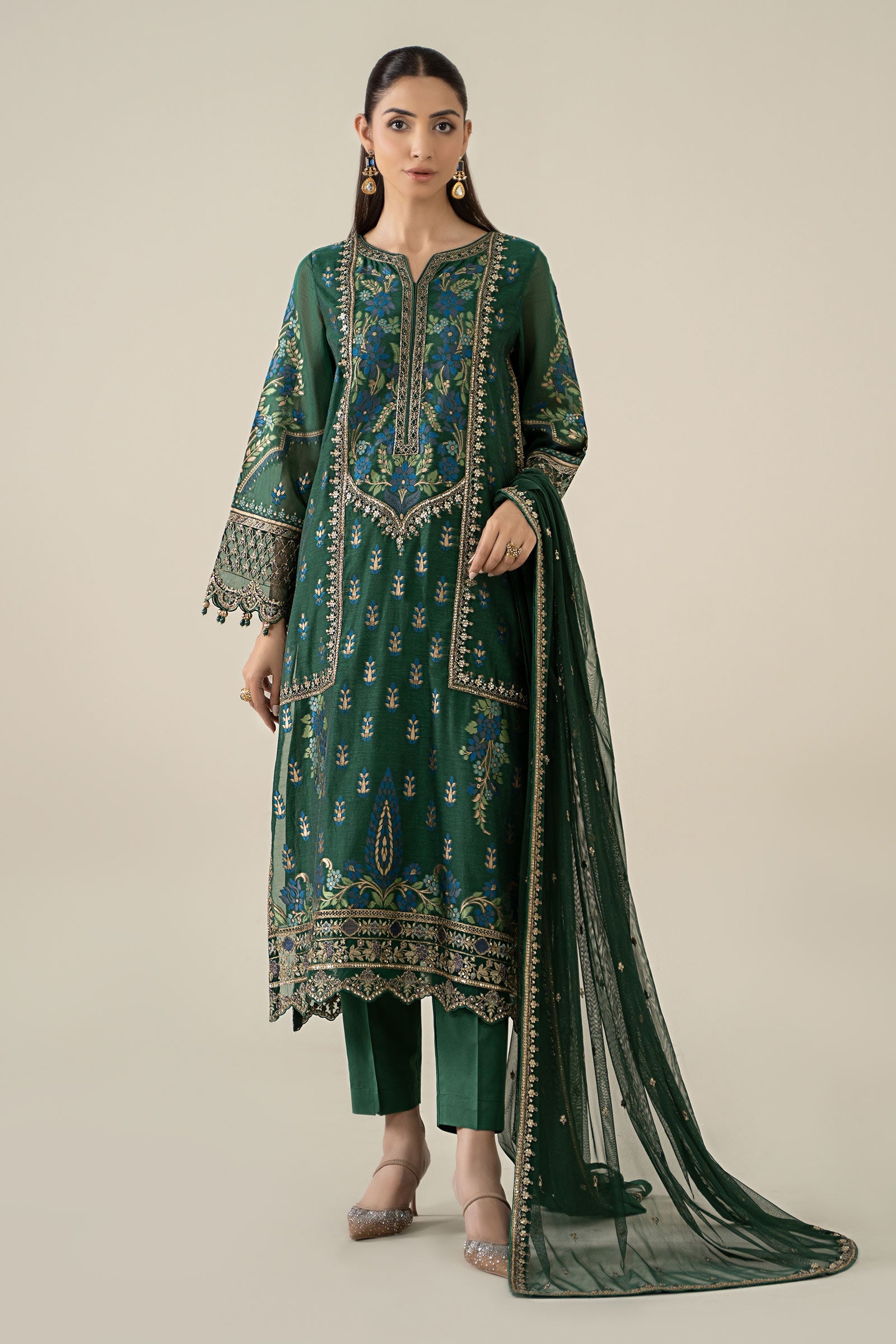 3 Piece Embroidered Jacquard Suit – Maria.B. Designs (AE)