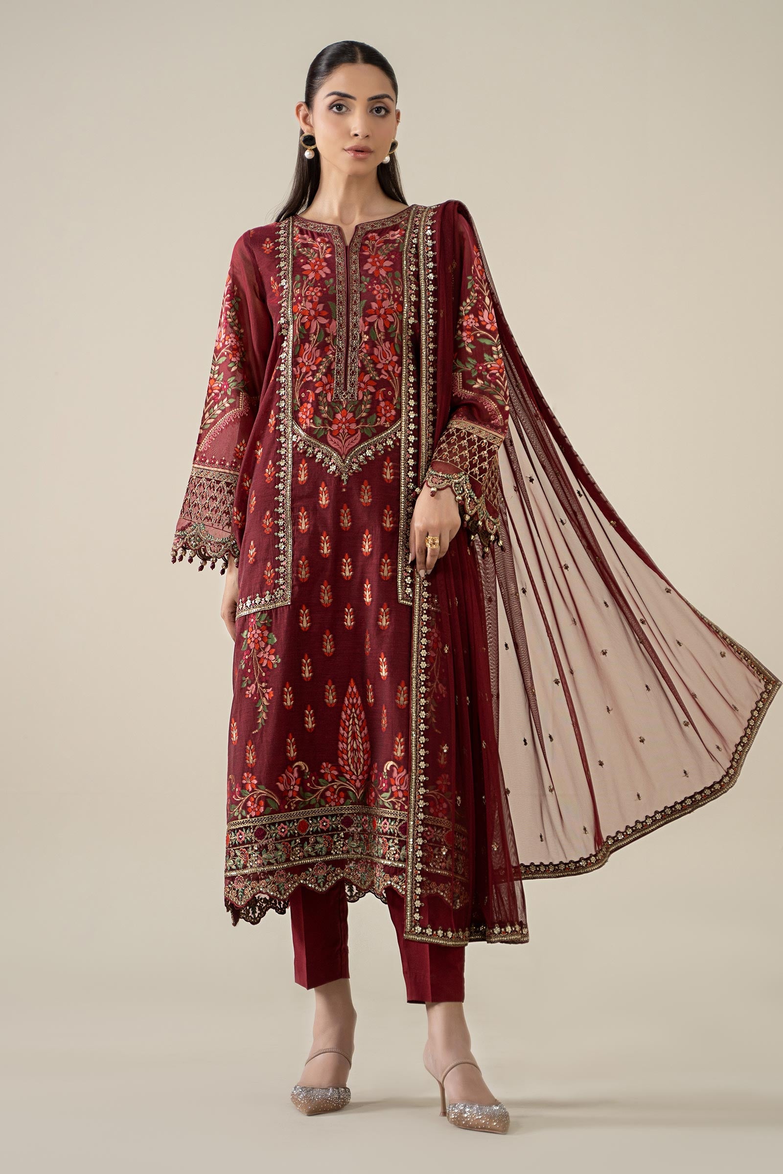 3 Piece Embroidered Jacquard Suit – Maria.B. Designs (AE)