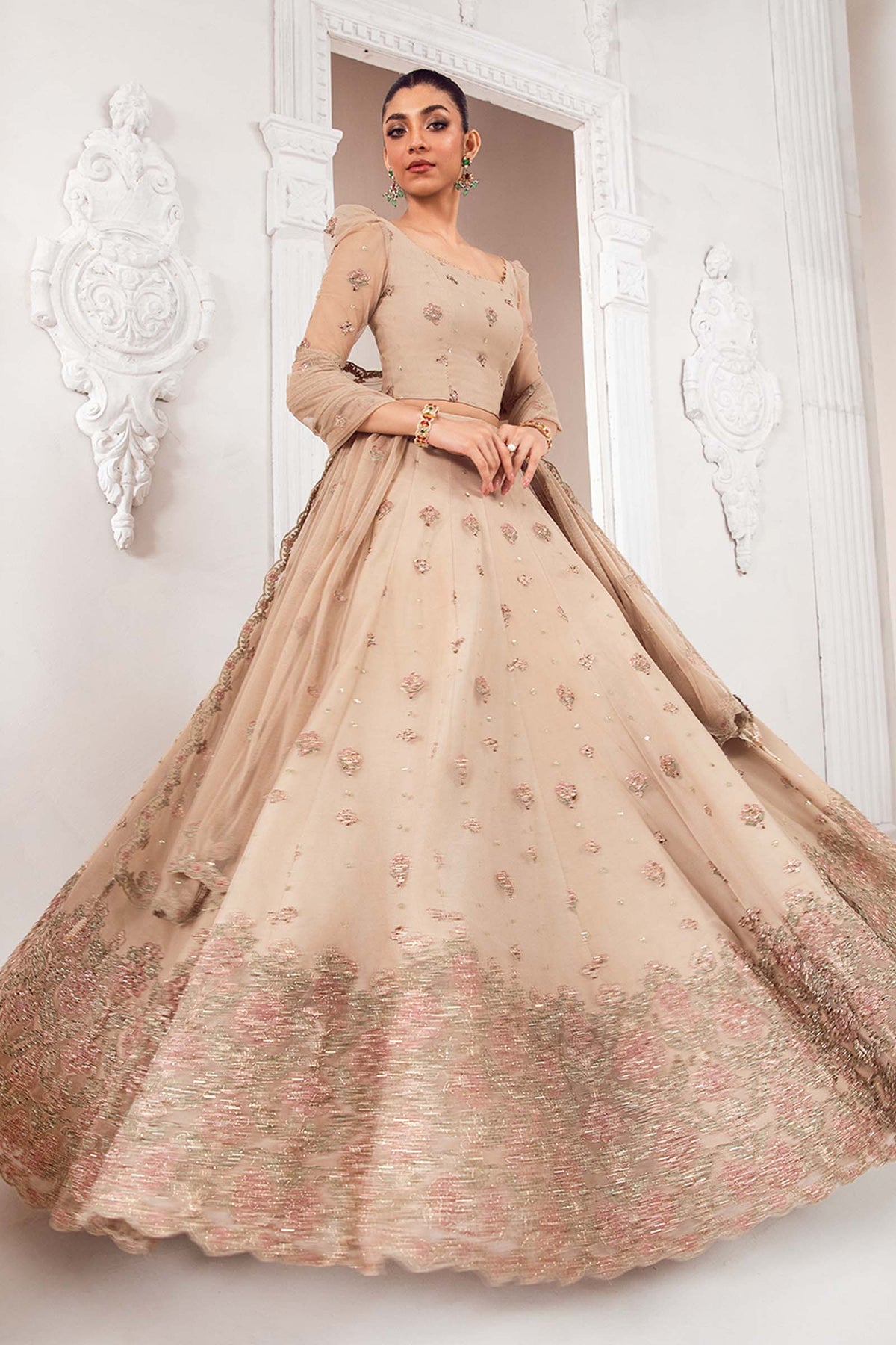 Embroidered Poly Net Fabric (4Pcs) | LF-703 – Maria.B. Designs (AE)