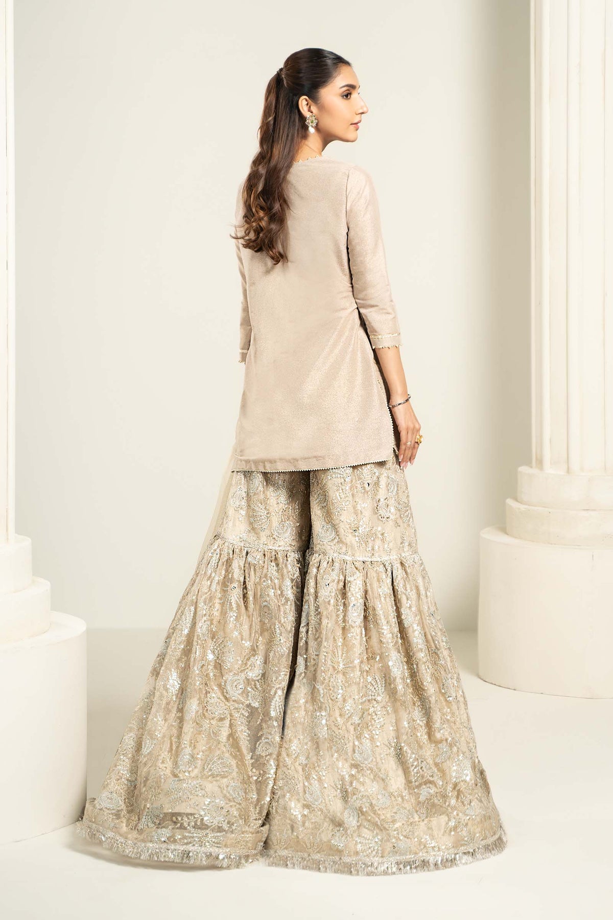 Embroidered Zari Net Fabric (2Pcs) | LF-726 – Maria.B. Designs (AE)