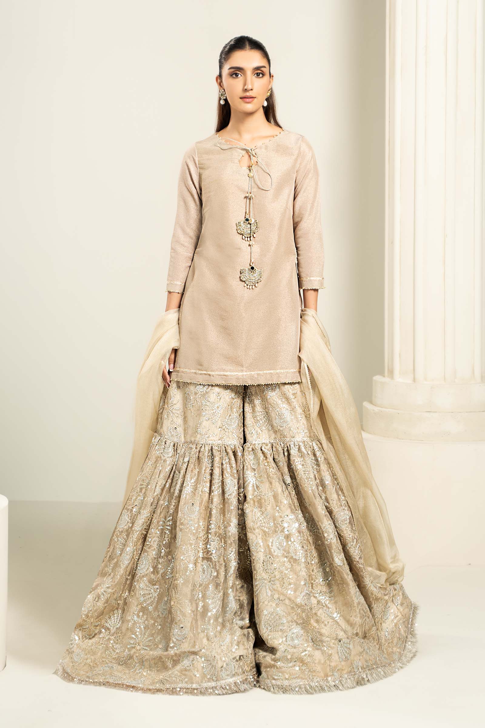 Embroidered Zari Net Fabric (2Pcs) | LF-726 – Maria.B. Designs (AE)