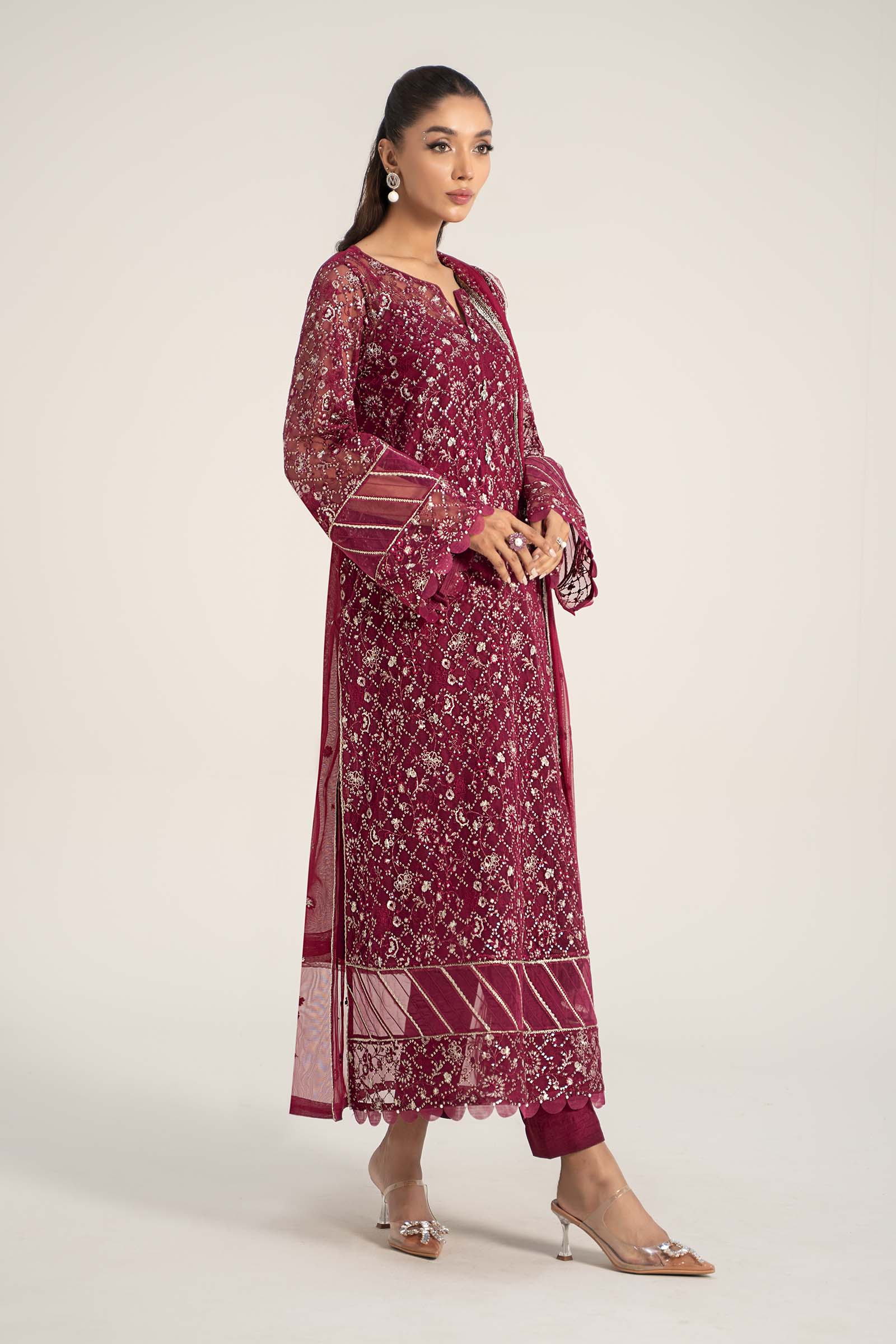 Embroidered Poly Net Fabric (2Pcs) | LF-705 – Maria.B. Designs (AE)