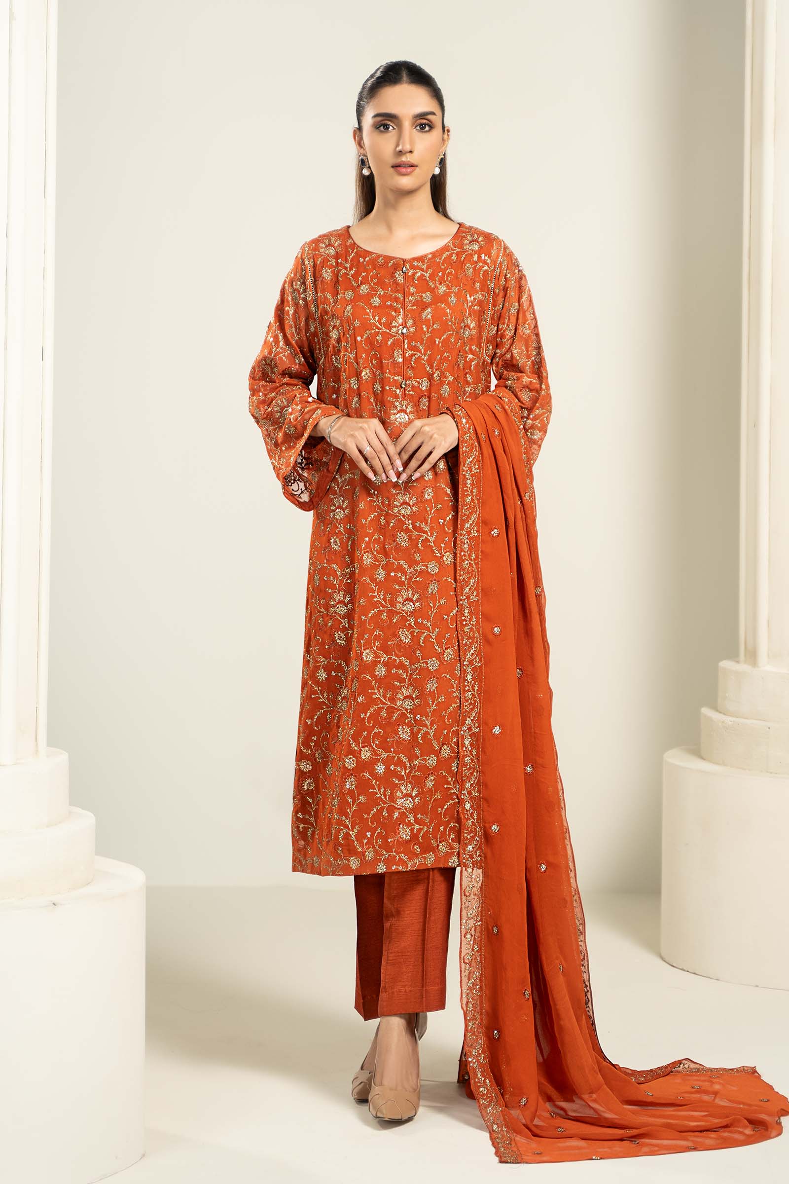 Embroidered Chiffon Fabric (2Pcs) | LF-717 – Maria.B. Designs (AE)