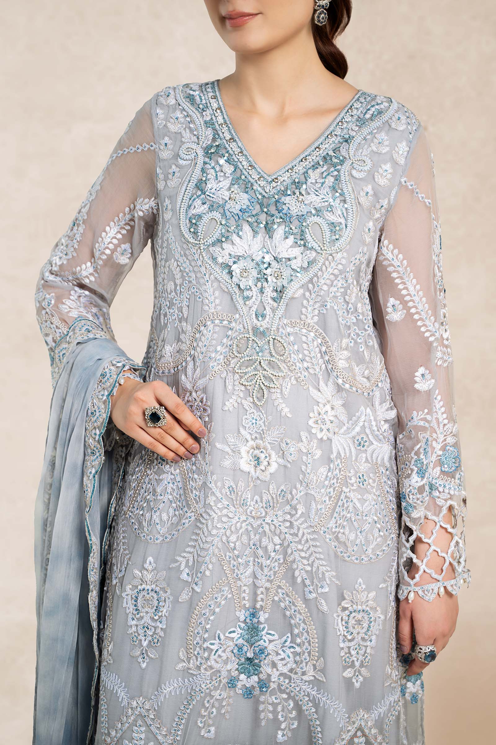 3 Piece Embroidered Bamber Chiffon Suit – Maria.B. Designs (AE)
