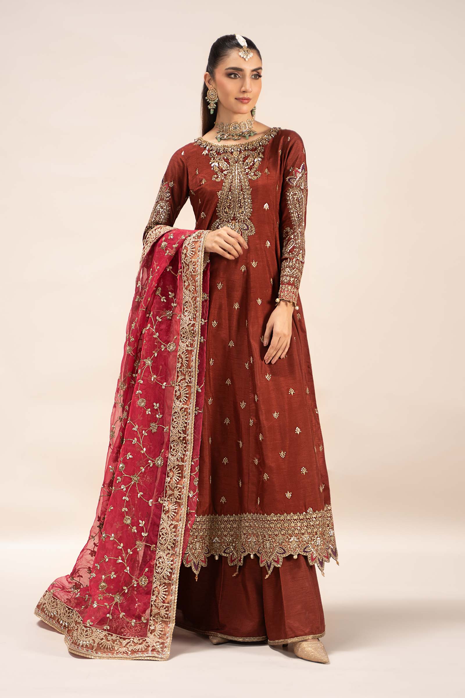 3 Piece Embroidered Raw Silk Suit – Maria.B. Designs (AE)