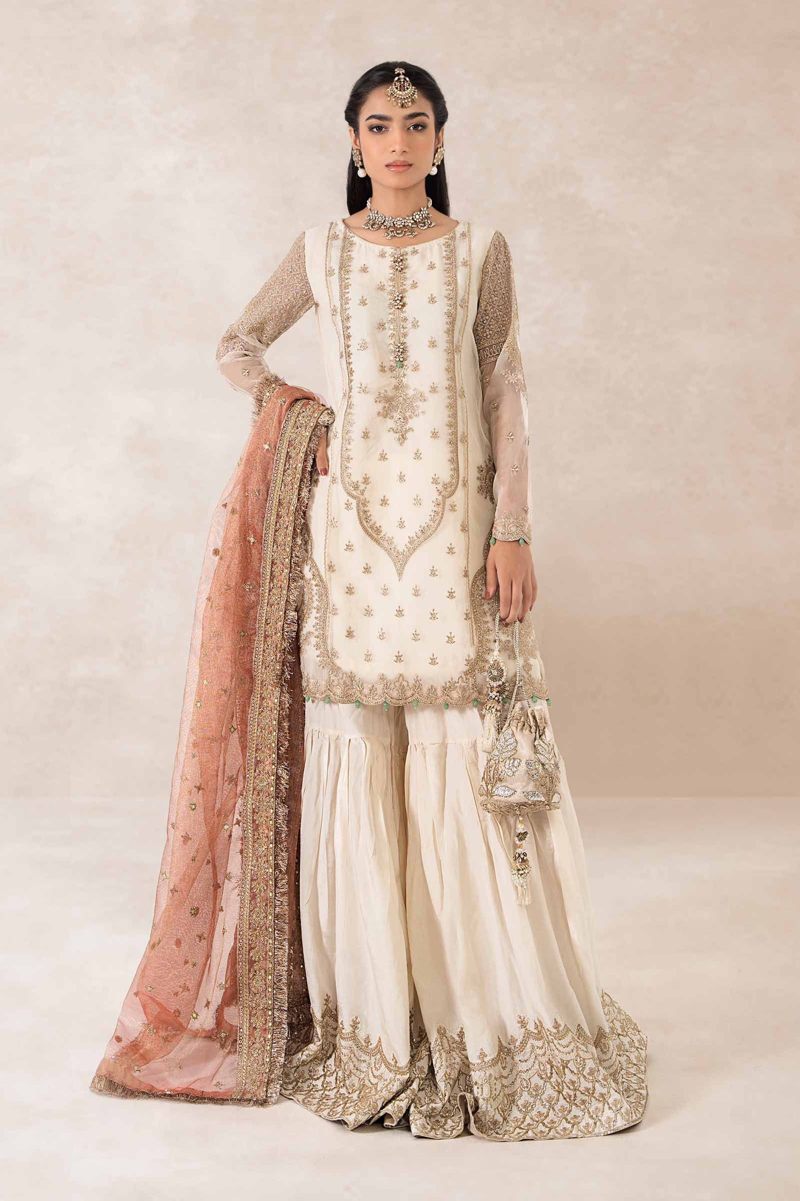 3 Piece Embroidered Bamber Raw Silk Suit – Maria.B. Designs (AE)
