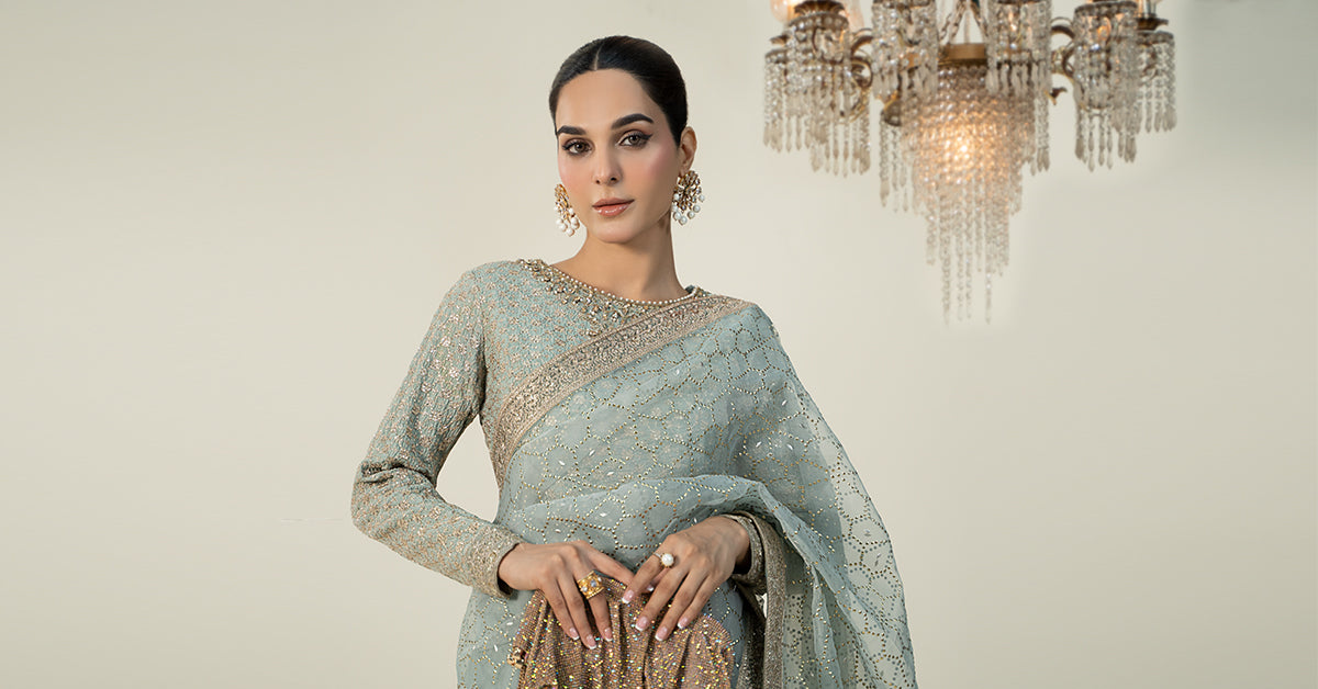 Embroidered Raw Silk Saree – Maria.B. Designs (AE)