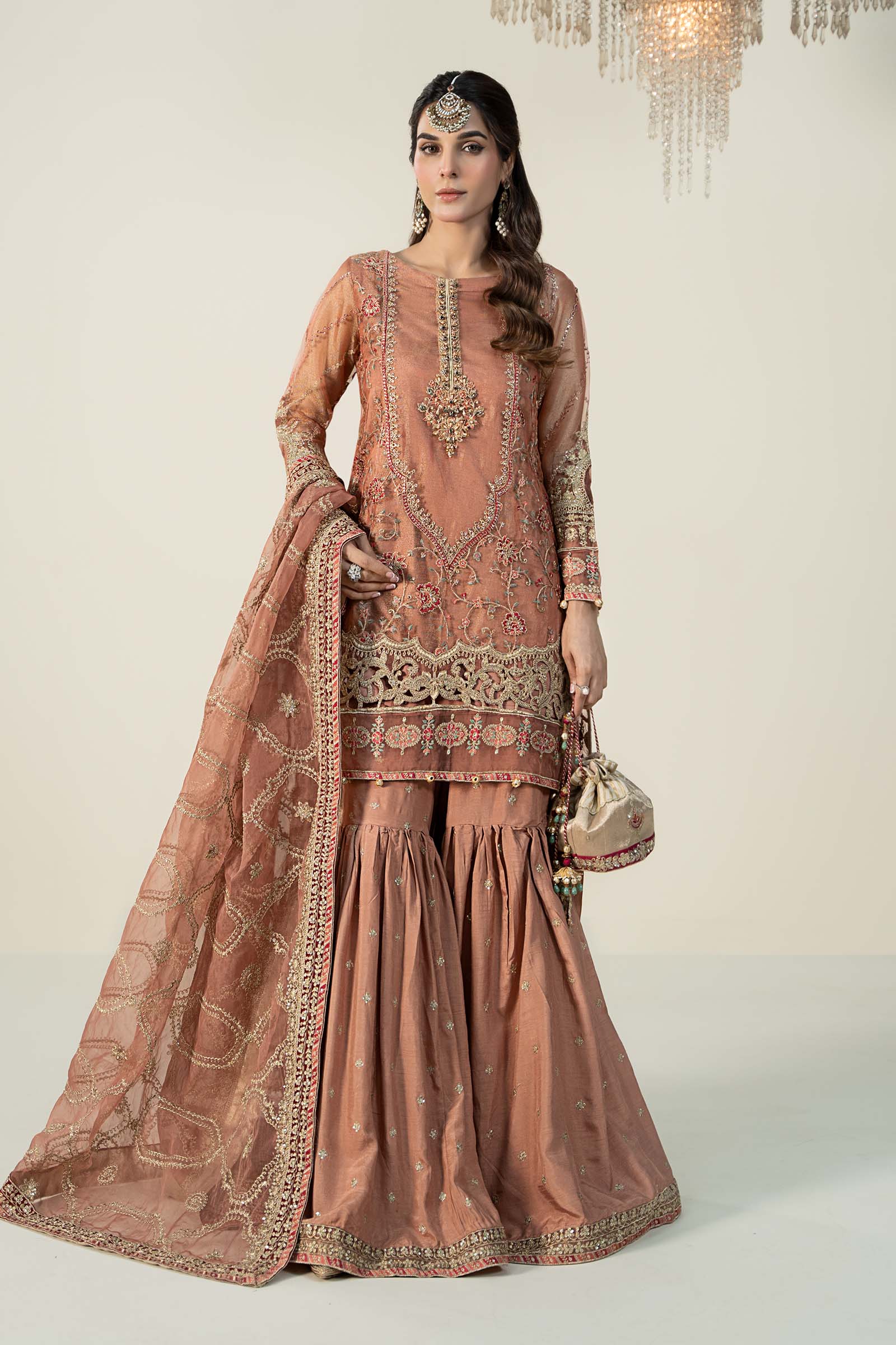 3 Piece Embroidered Zari Net Suit – Maria.B. Designs (AE)