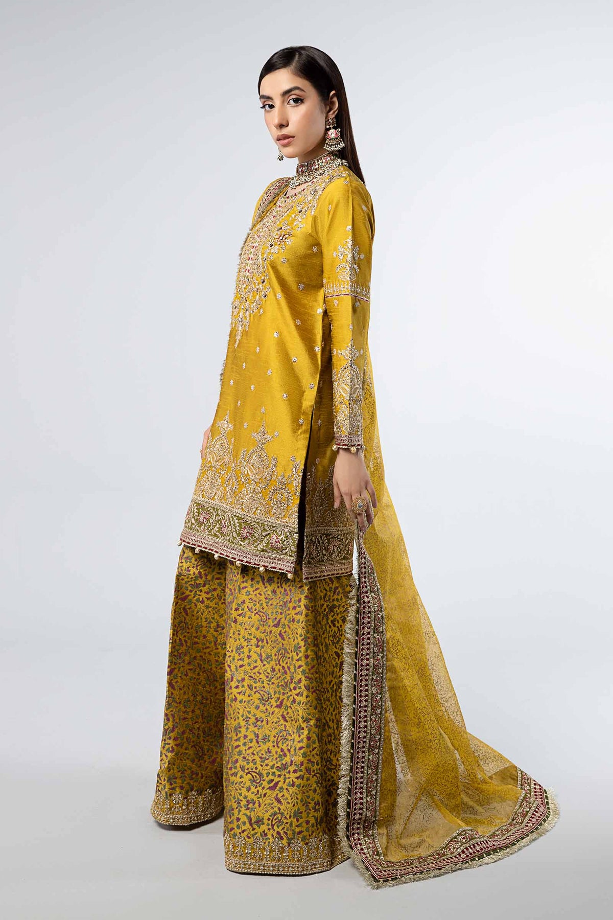 3 Piece Embroidered Raw Silk Suit | SF-W24-32 – Maria.B. Designs (AE)