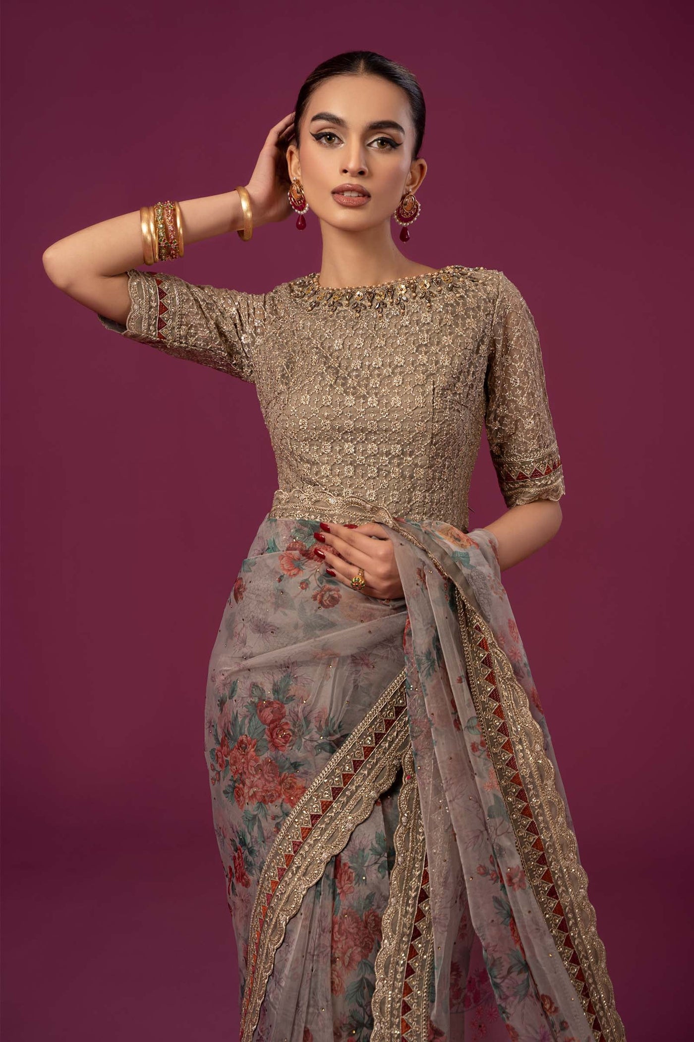 Embroidered Organza Saree – Maria.B. Designs (AE)