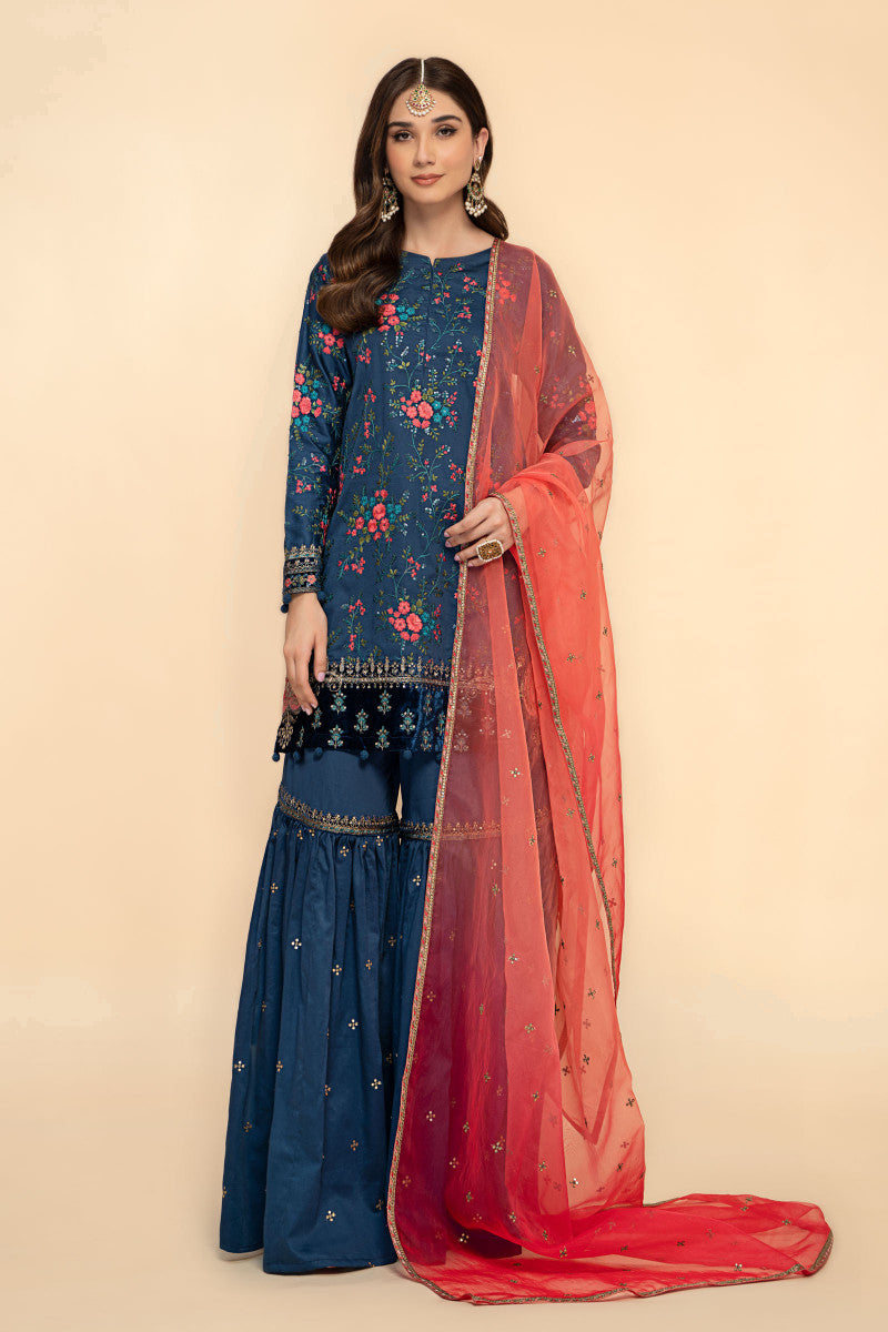 Suit Royal Blue and Salmon CSS-505 – Maria.B. Designs (AE)